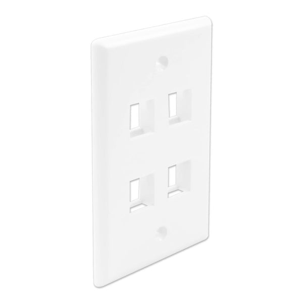 Wavenet- FacePlate Keystone, Single Gang White 4-Port - Primespec1